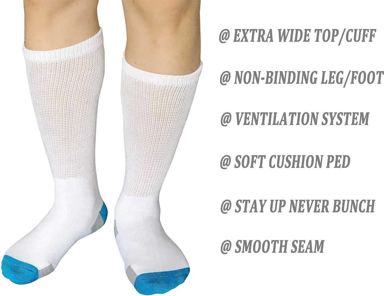 SYOLLAVE Diabetic Socks - Non-Binding Crew Wide Top for Neuropathy ...