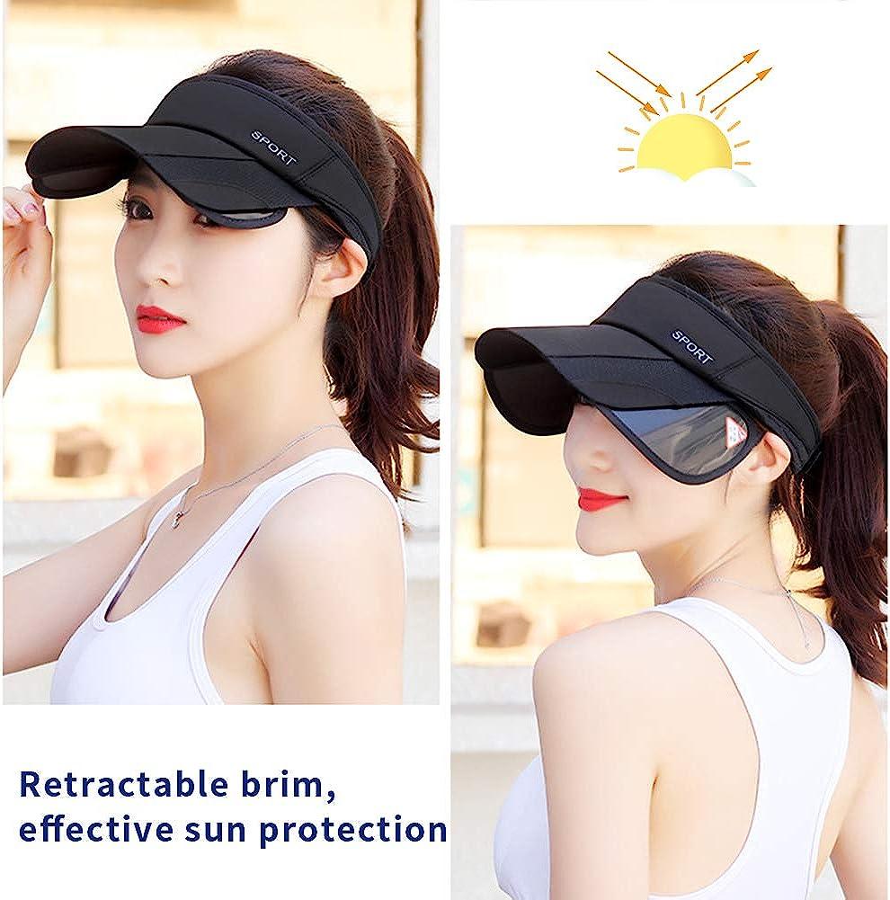 Women's Adjustable Sun Visor Golf Cap with Retractable Brim - UV ...