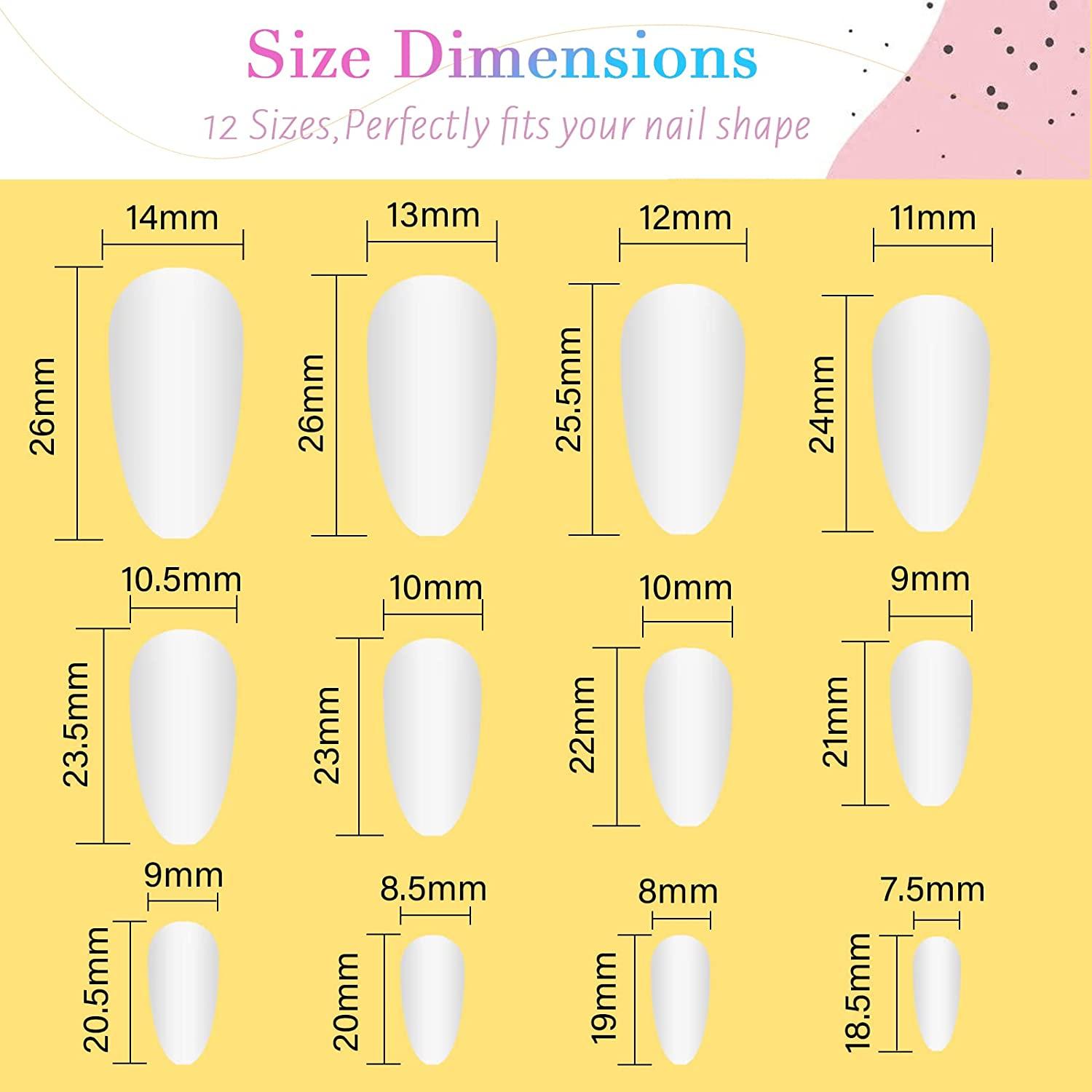 Canvalite French Tip Press On Nails Medium - Pearl Almond Short Glue On Nails - 24 Nail Kit with ...