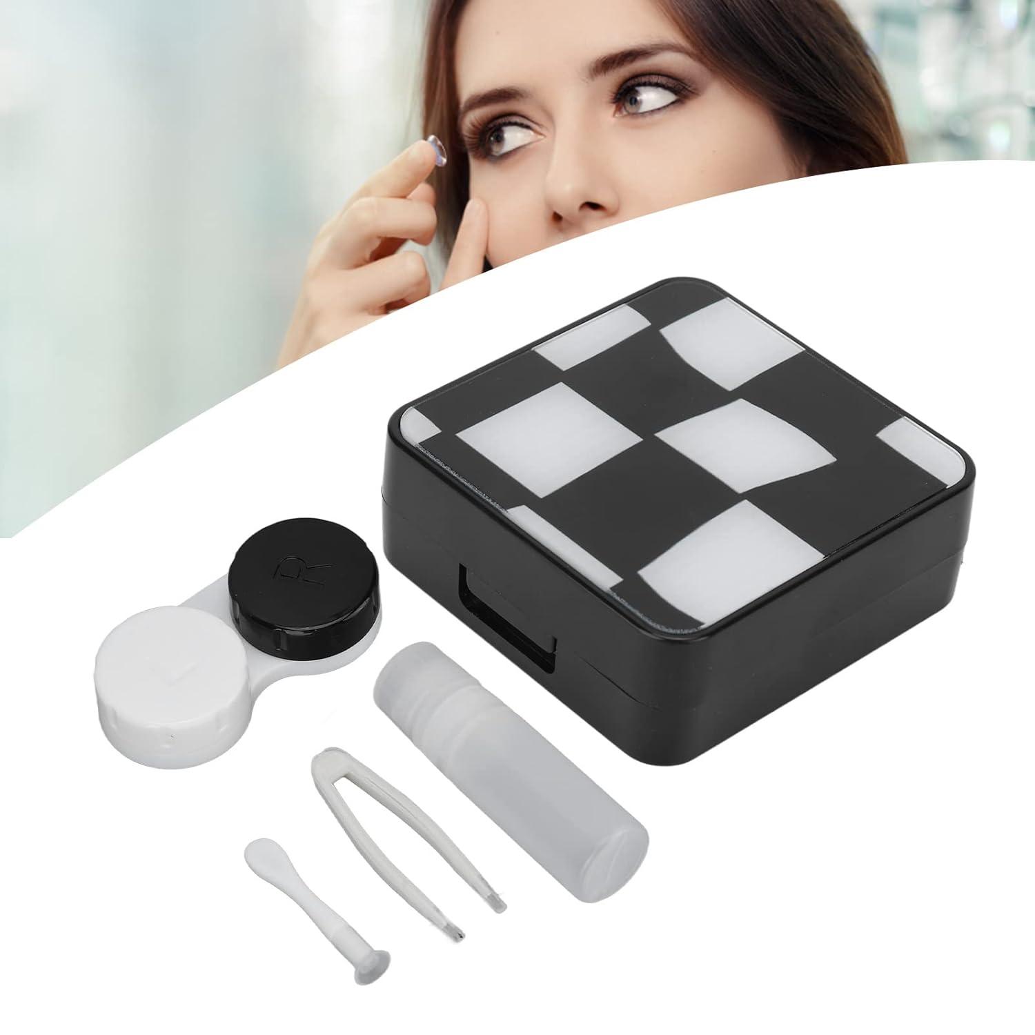 Portable Contact Lens Storage Box - Black & White Mini Case for Easy ...