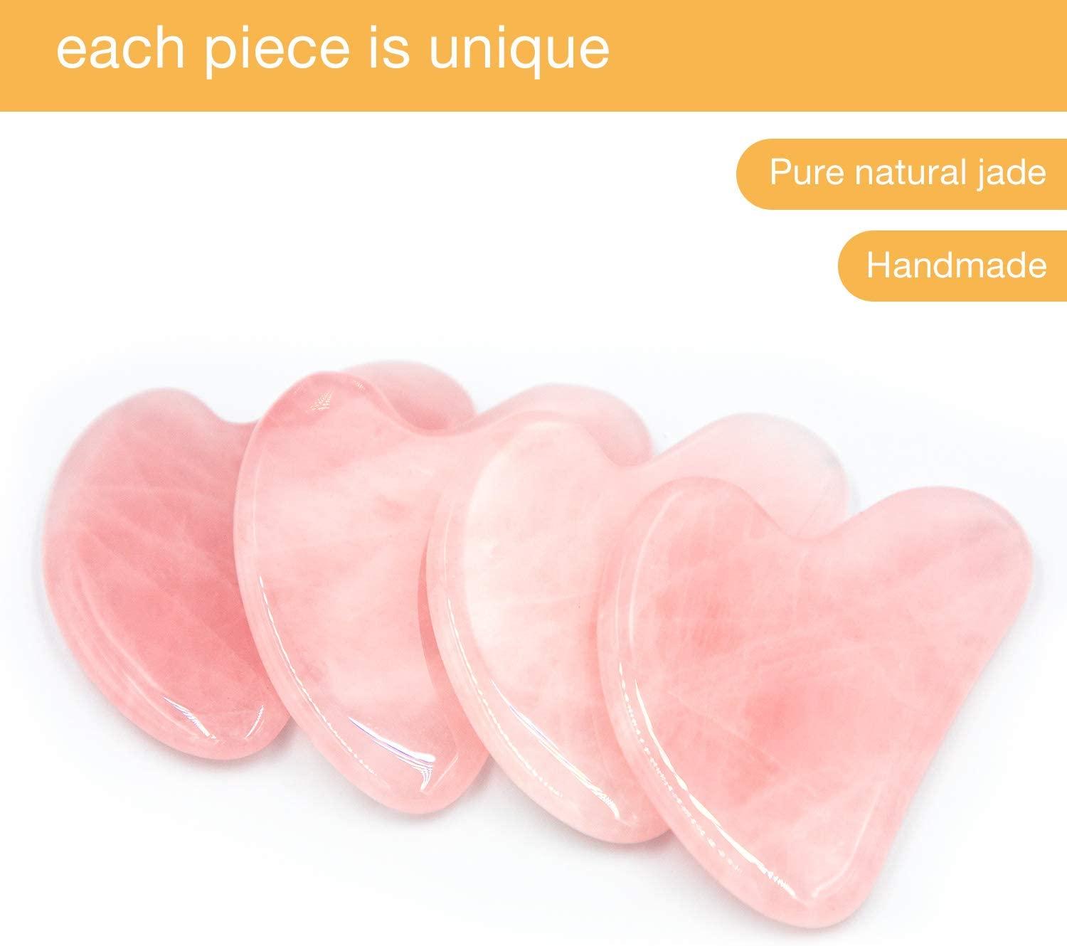 Rose Quartz Gua Sha Facial Massage Tool for Anti-Aging and Body ...