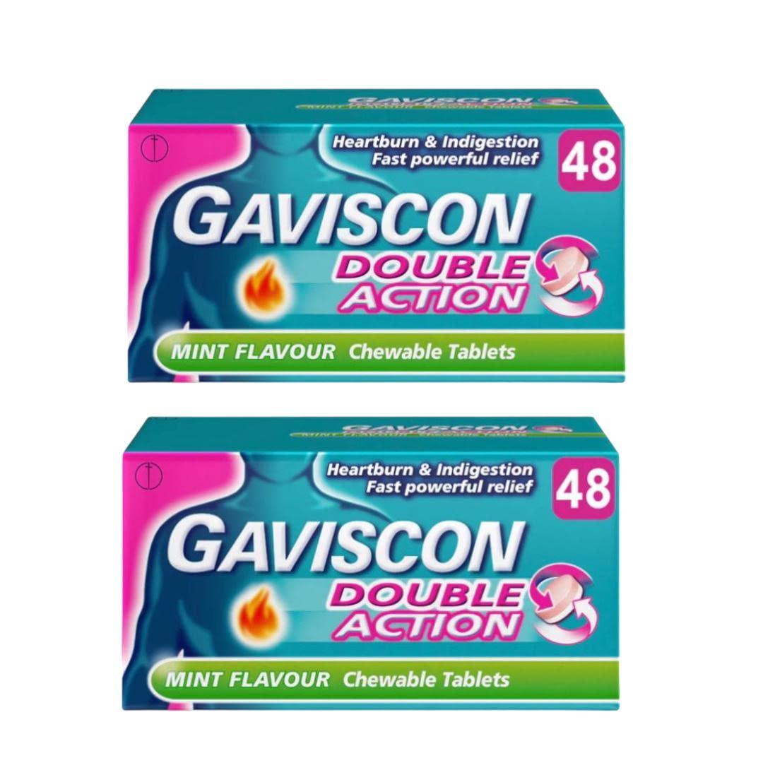 Gaviscon Double Action 96 Tablets - Pack of 48x2 | Fast-Acting ...