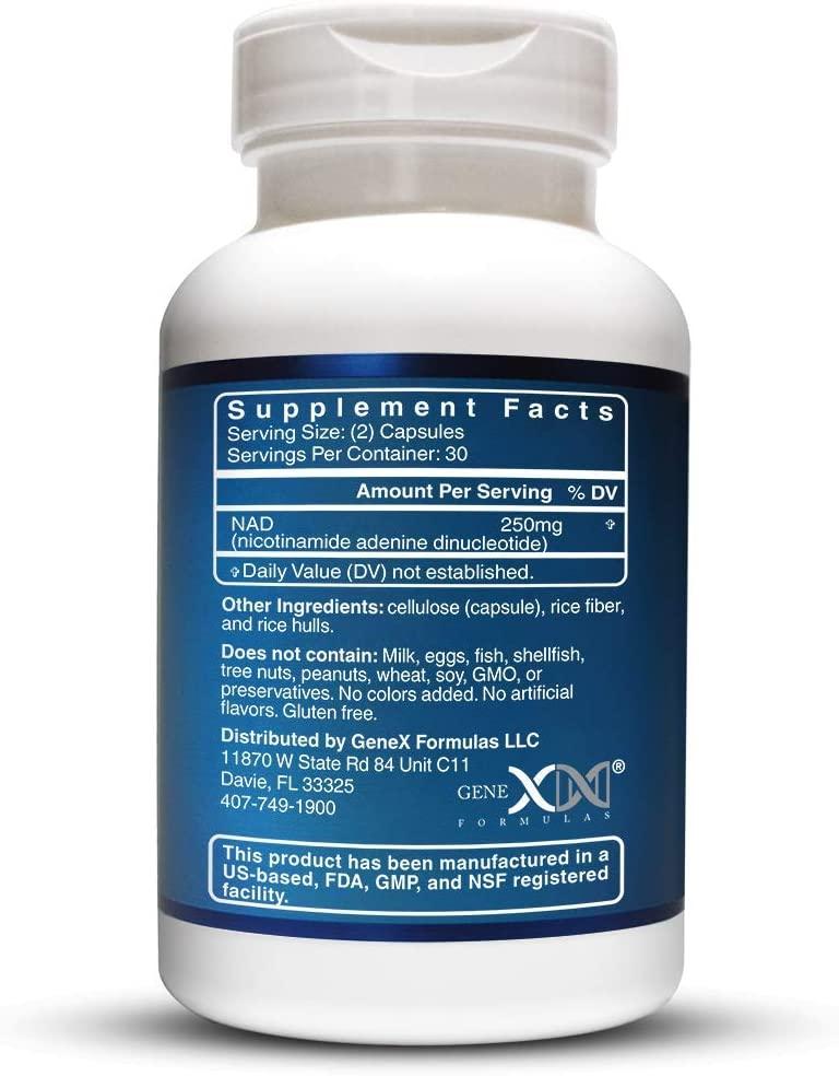 Genex NAD+ 250mg 60 Capsules Nicotinamide Adenine Dinucleotide - Pure ...
