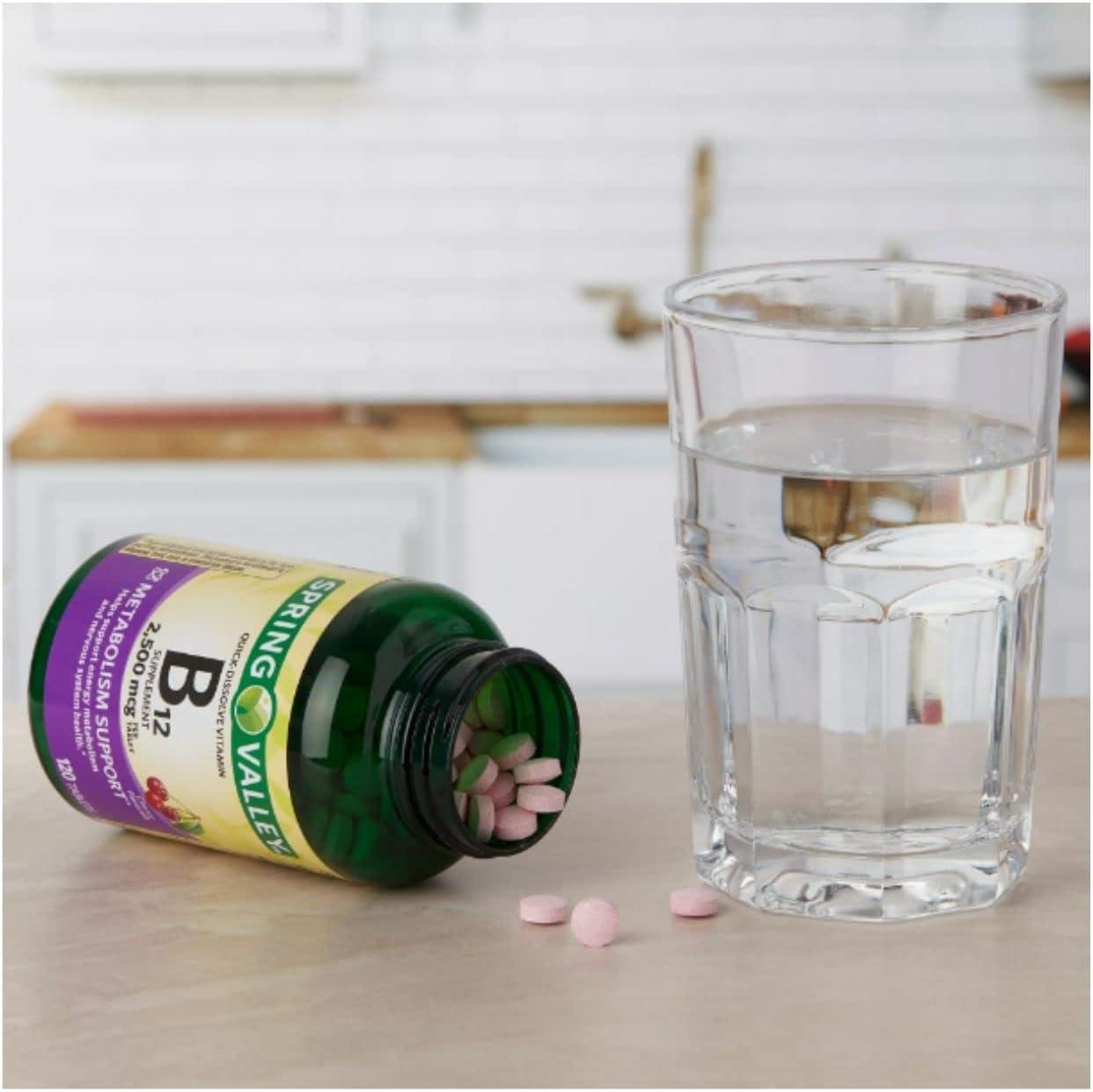 Spring Valley Vitamin B12 Quick-Dissolve Tablets 2500 mcg Cherry Flavor ...