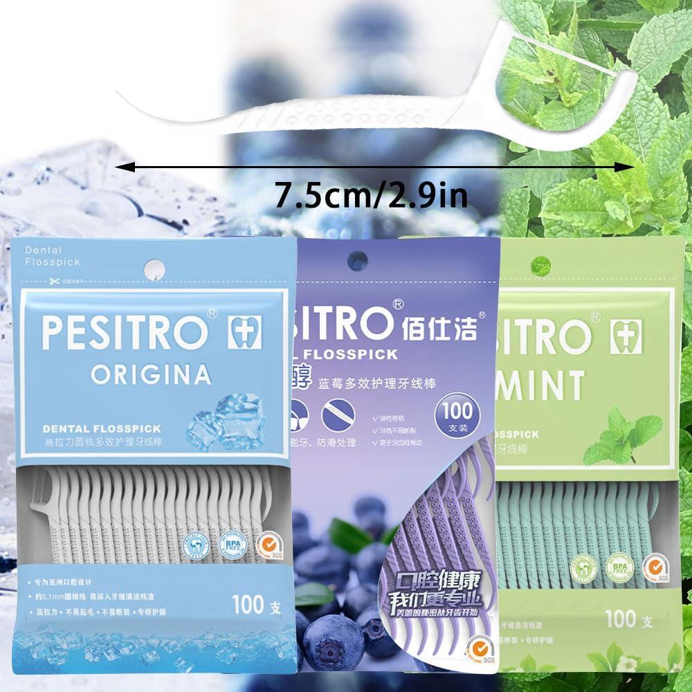 Dental Floss Picks 2-in-1 - 300 Pcs Disposable Interdental Sticks for ...