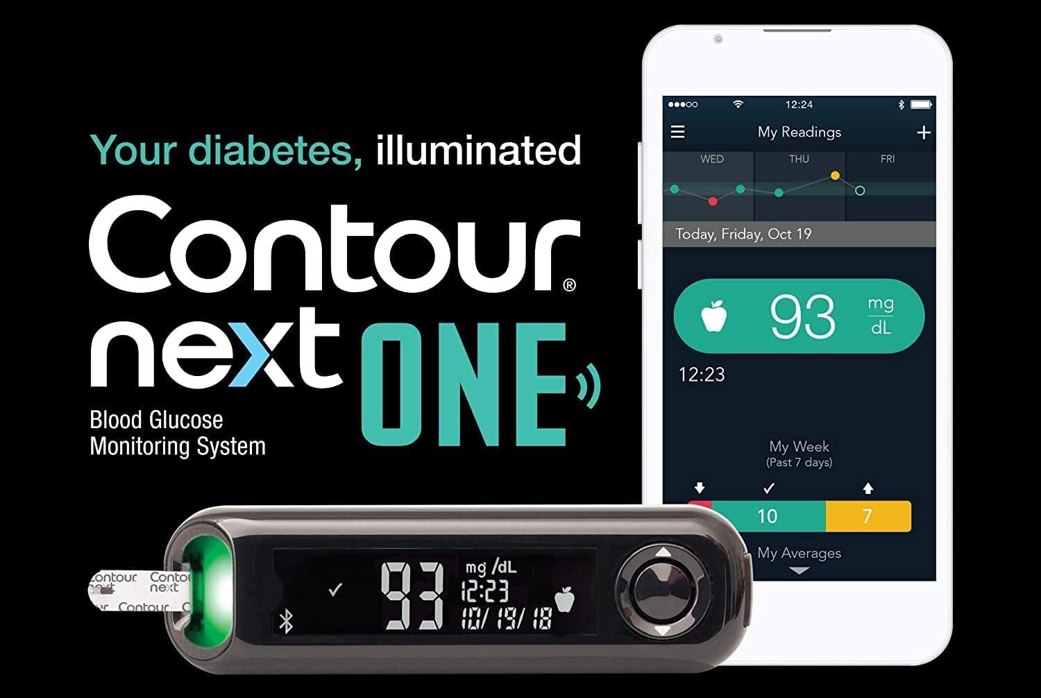 CONTOUR NEXT ONE Blood Glucose Monitoring System All-in-One Kit ...