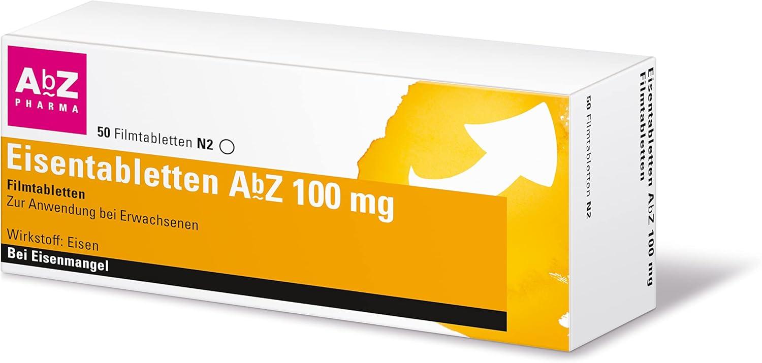 Iron Tablets AbZ 100 mg | 50 Film-Coated Tablets for Iron Deficiency ...