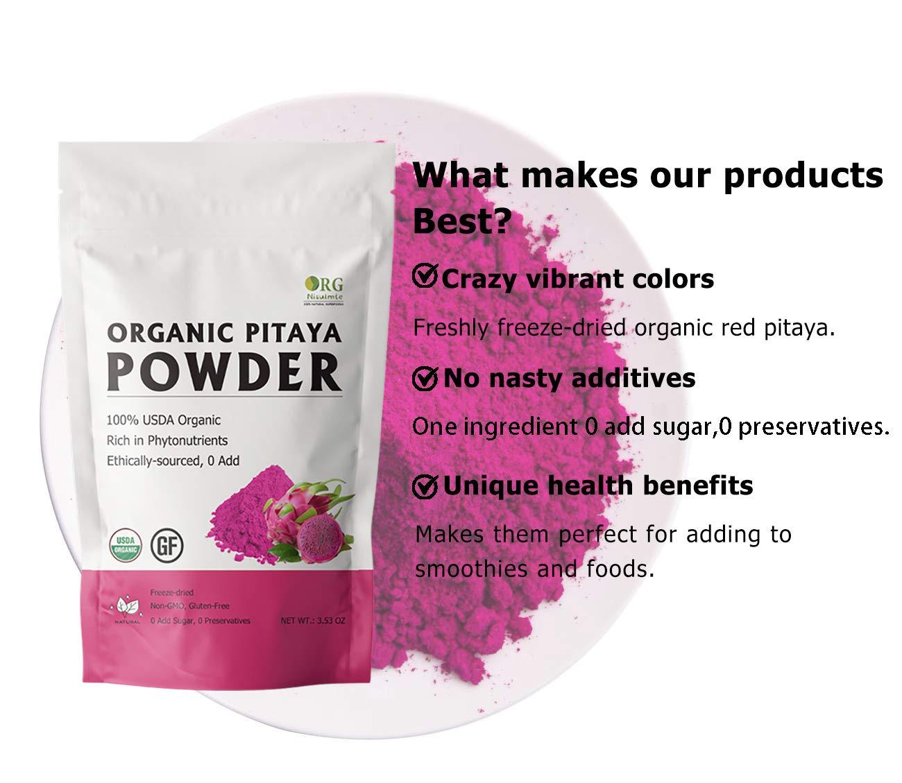 Organisulmte USDA Organic Dragon Fruit Powder - 100% Pure Freeze-Dried ...