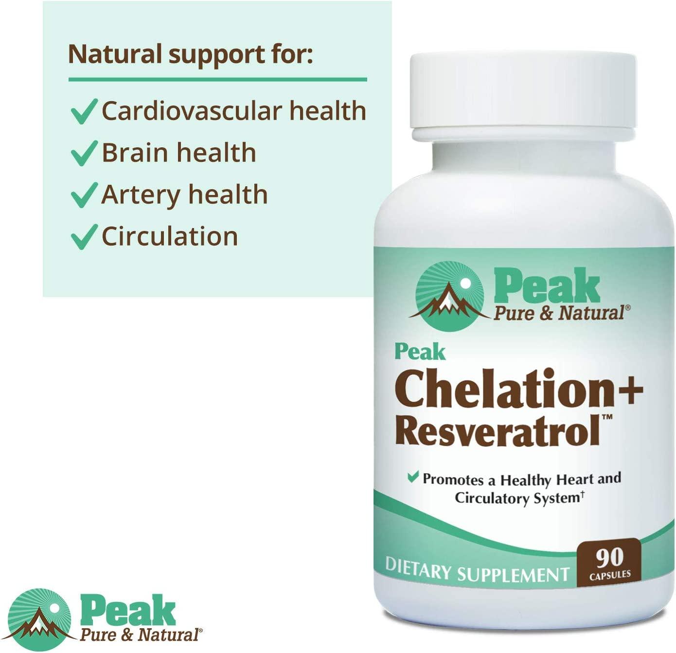 Peak Pure & Natural Chelation+ Resveratrol Supplement | 90 Capsules ...
