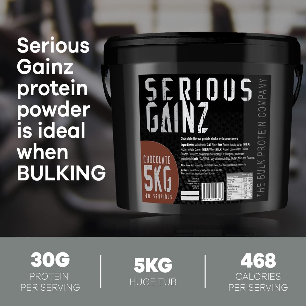 Bulk Protein Co. SERIOUS GAINZ Whey Protein Powder 5kg - Chocolate Mass ...