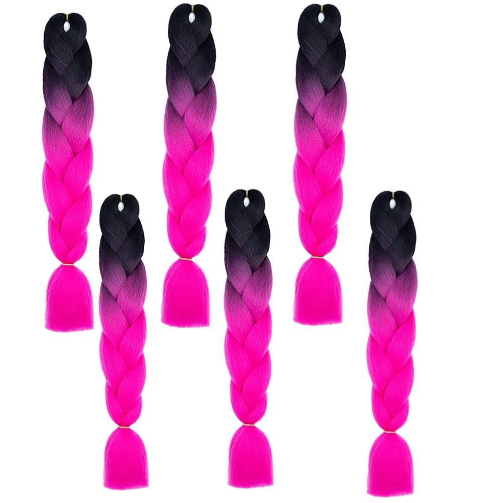 KanCalon Pink Ombre Jumbo Braids - 6 Pieces Box Braid Extensions for ...