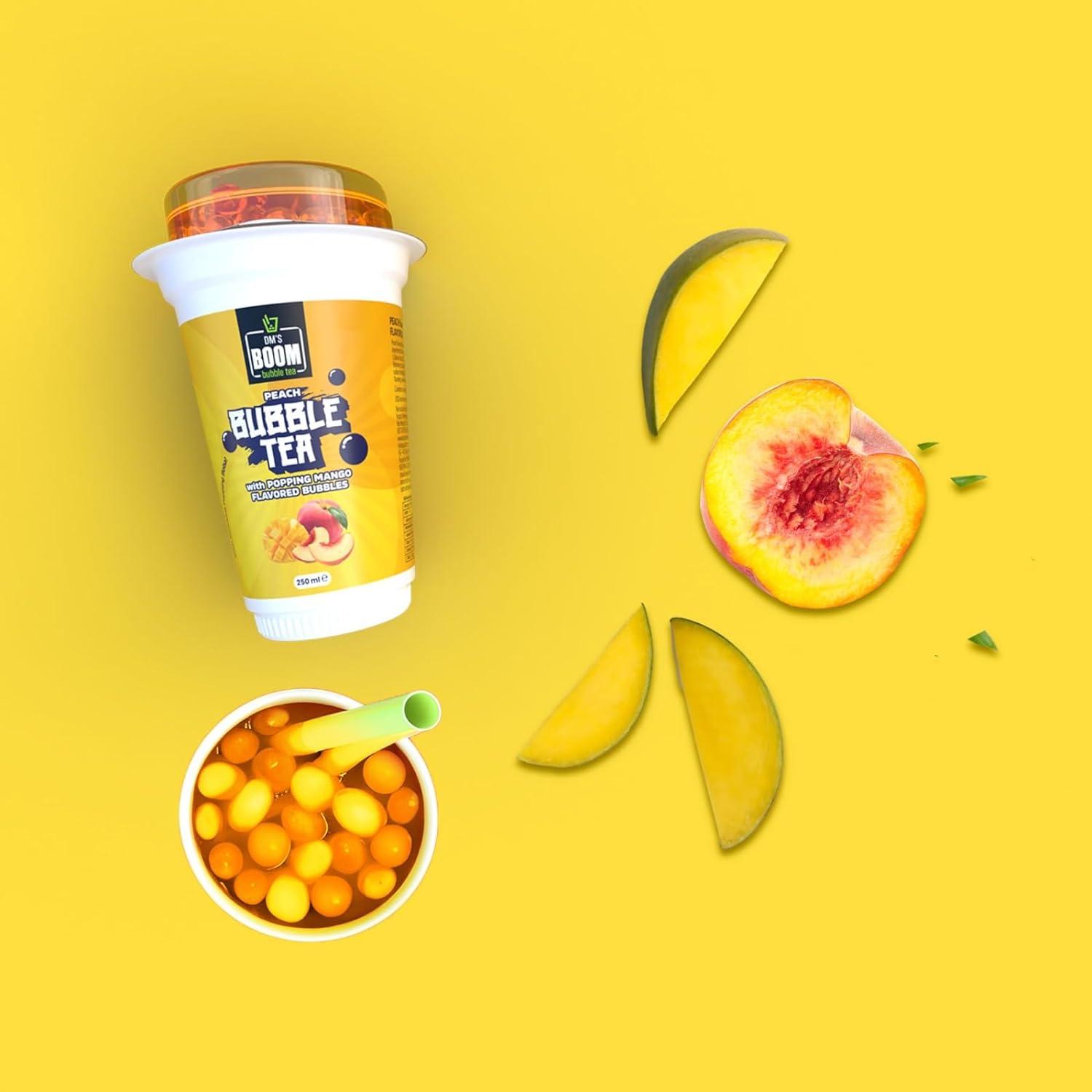 DM'S Boom Bubble Tea Peach Bubble Tea With Popping Mango Flavored ...
