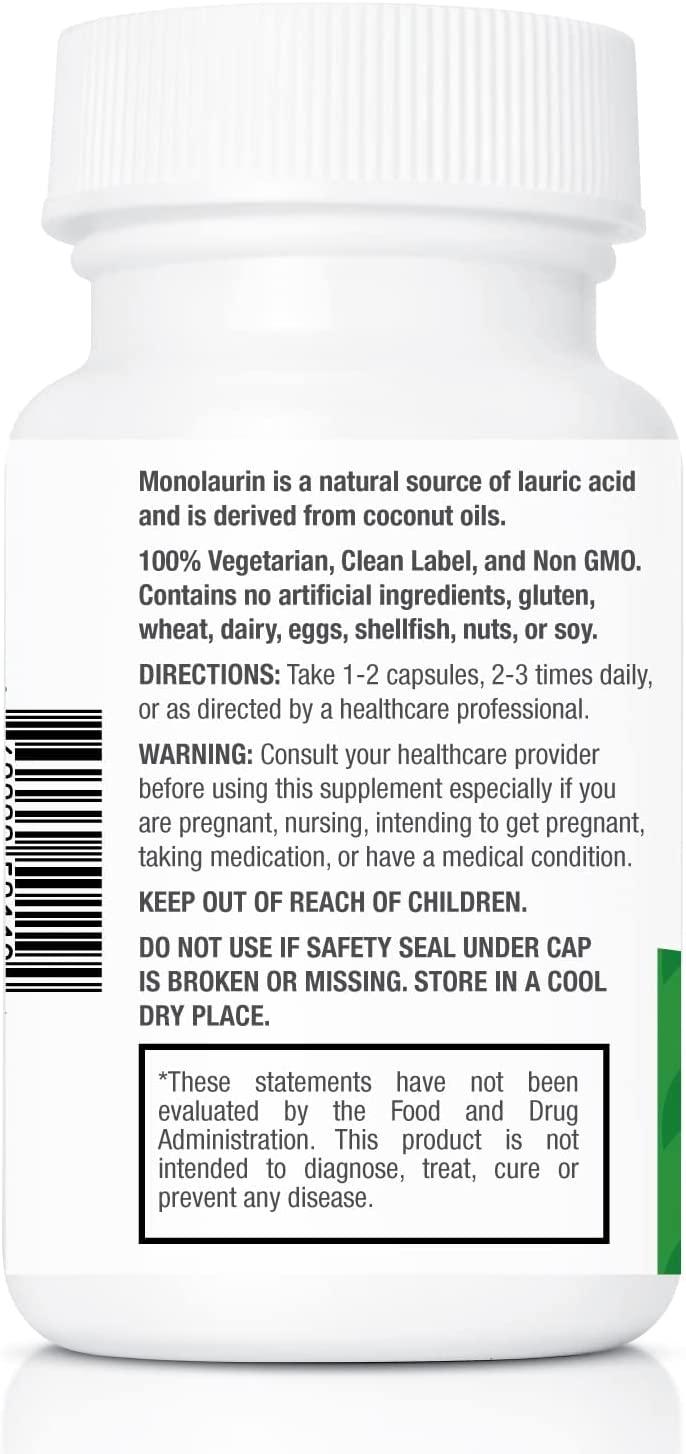 NewLife Naturals Monolaurin 625mg Dietary Supplement for Immune Support ...