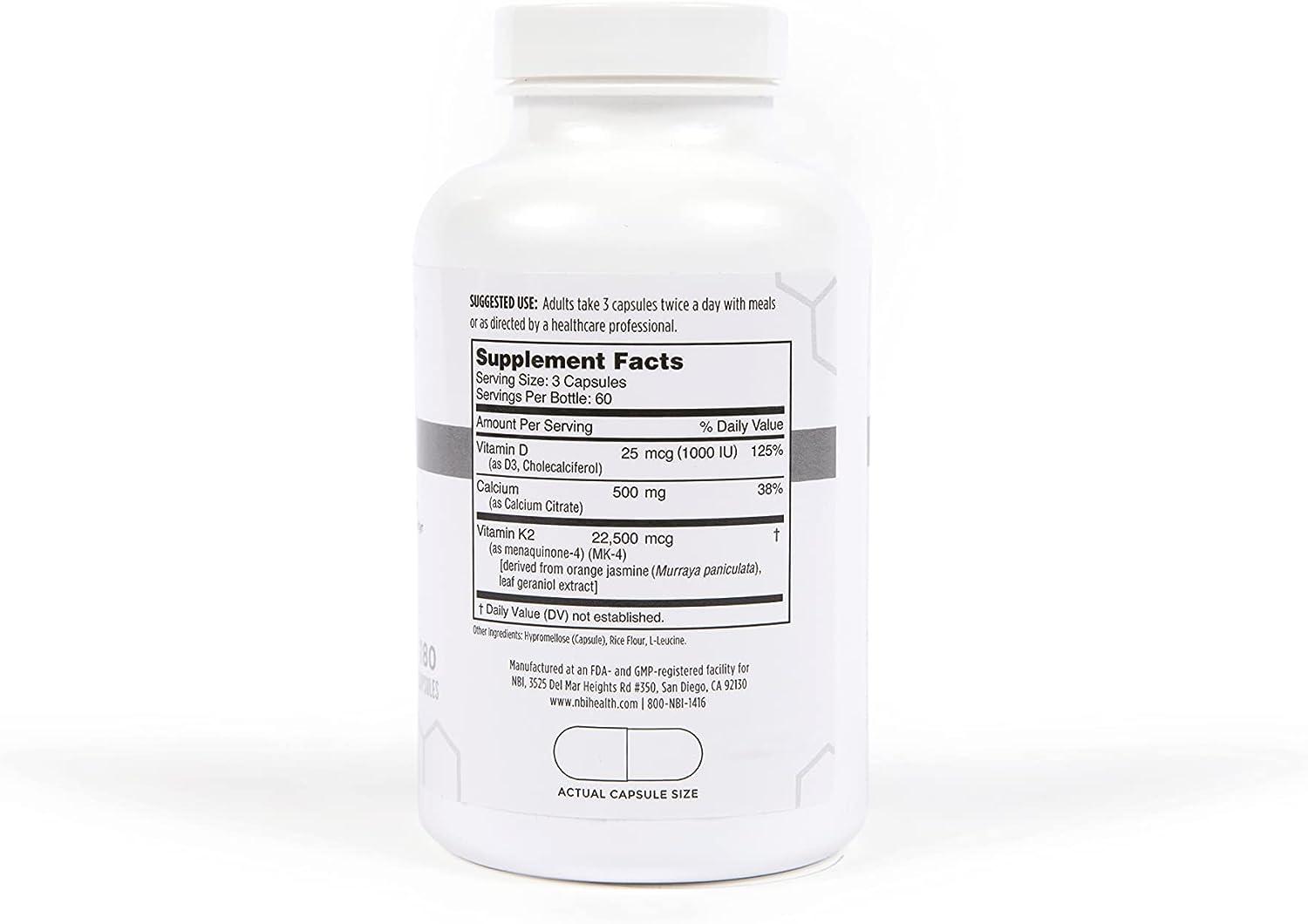 NBI Osteo-K Bone Support | Vitamin D & K Complex with Calcium Citrate ...