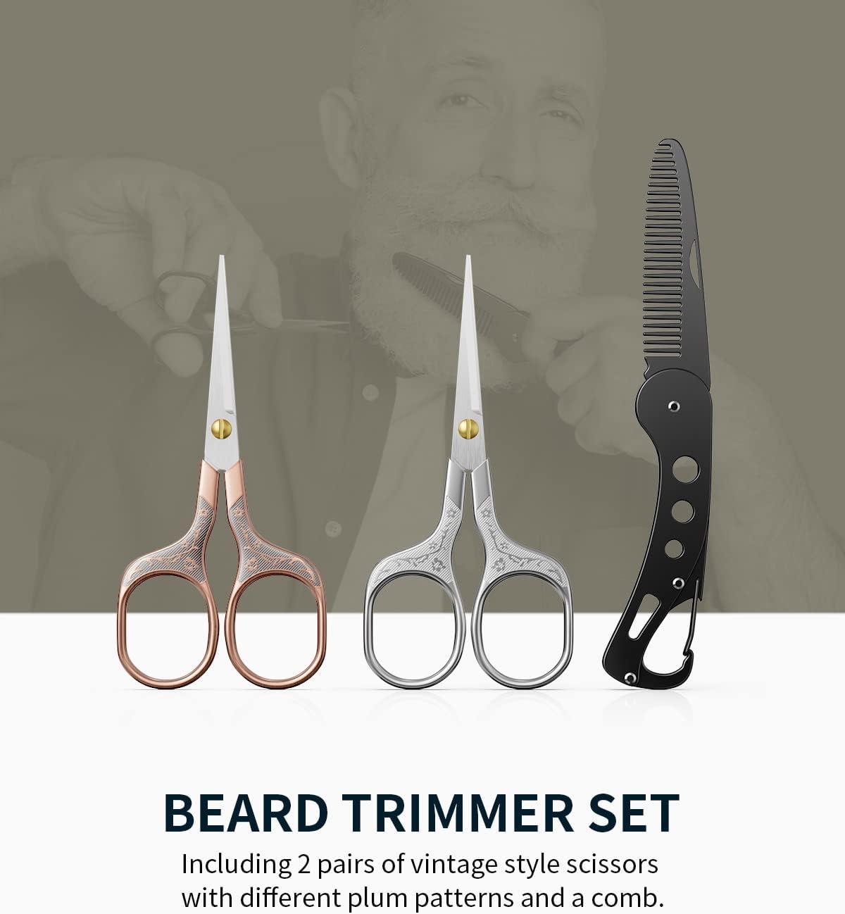 Anylion Beard & Mustache Scissors Set, Mens Facial Hair Grooming Kit ...