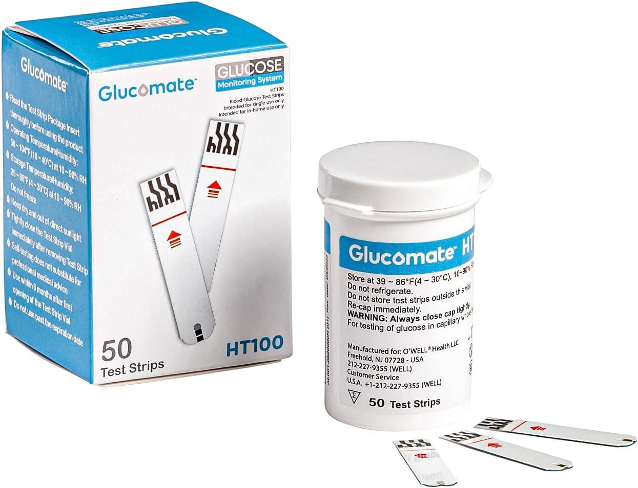 Glucomate HT100 Blood Glucose Test Strips 50 Count - Accurate Diabetes ...