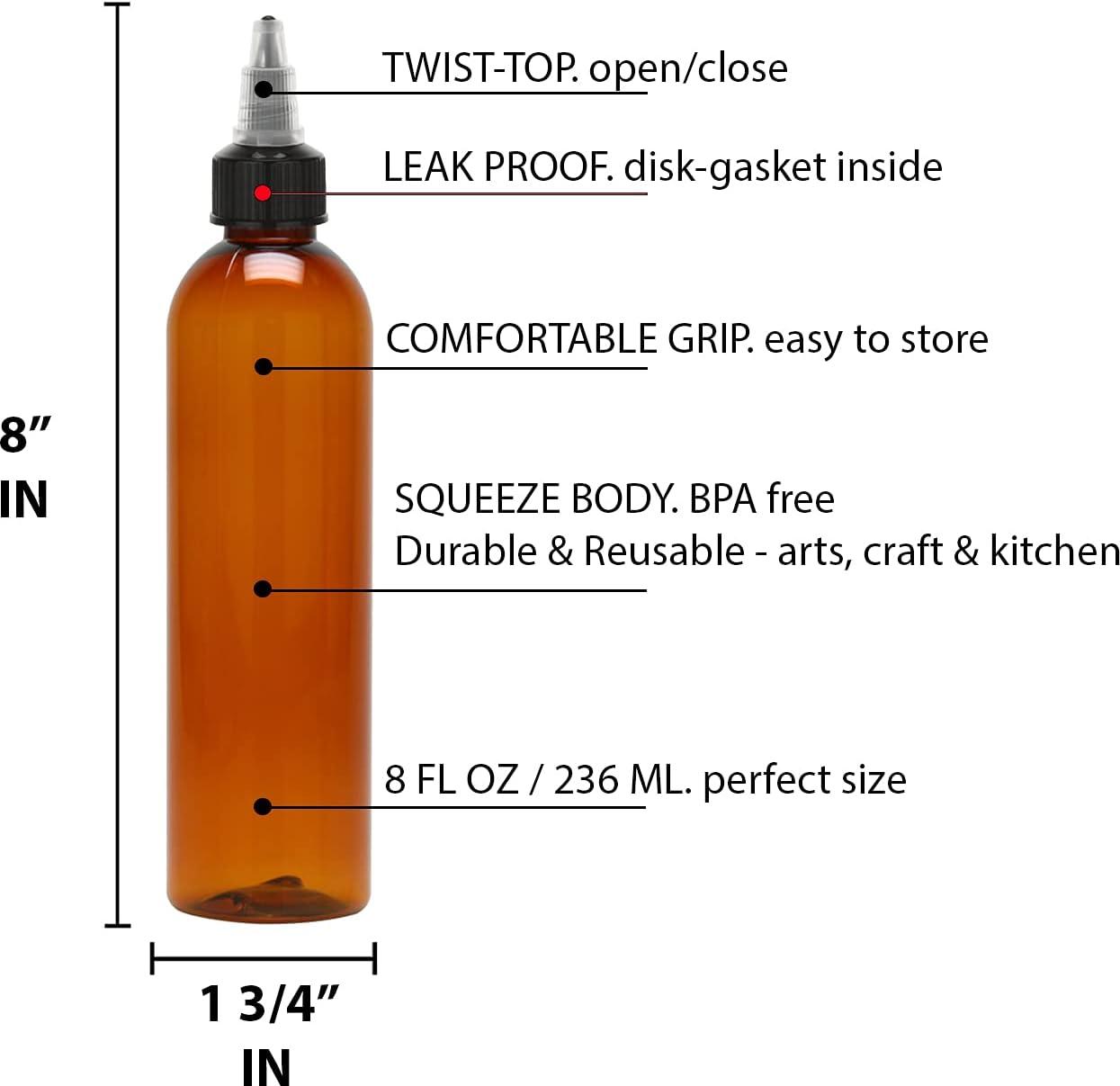 Twist Top Applicator Bottles 8 OZ Multicolored Squeeze Empty Plastic ...