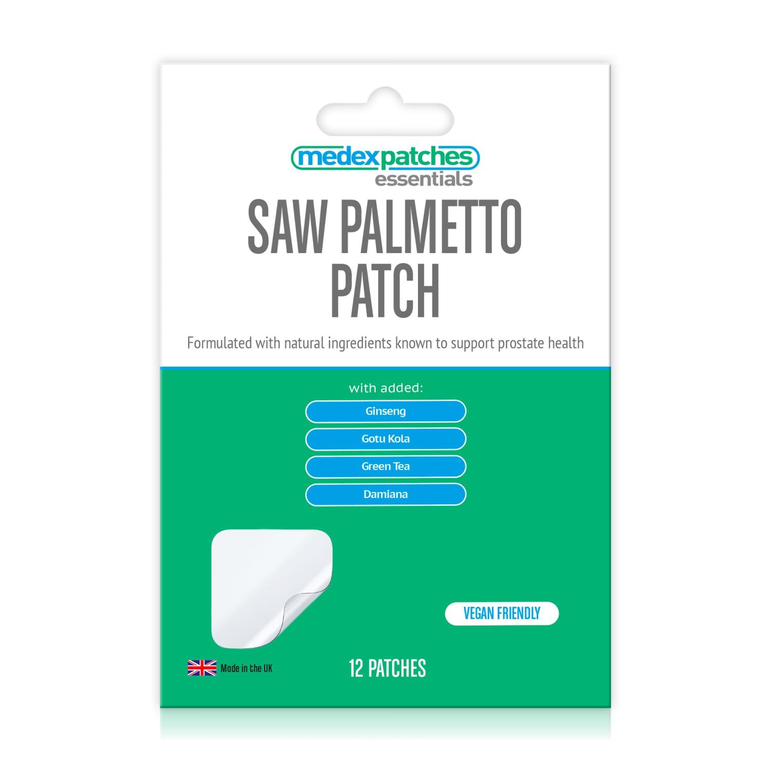 Saw Palmetto Prostate Patch with Ginseng, Gotu Kola & Green Tea - 12 ...