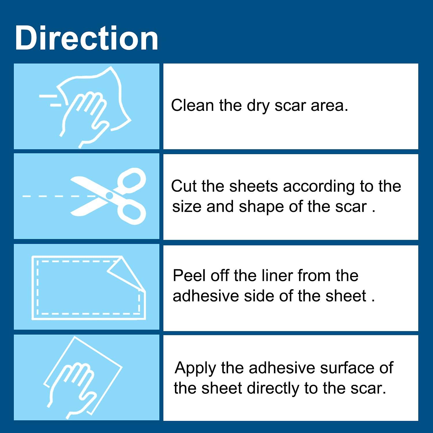 Krucasano Advanced Silicone Scar Sheets - 4 Reusable Sheets for Surgery ...