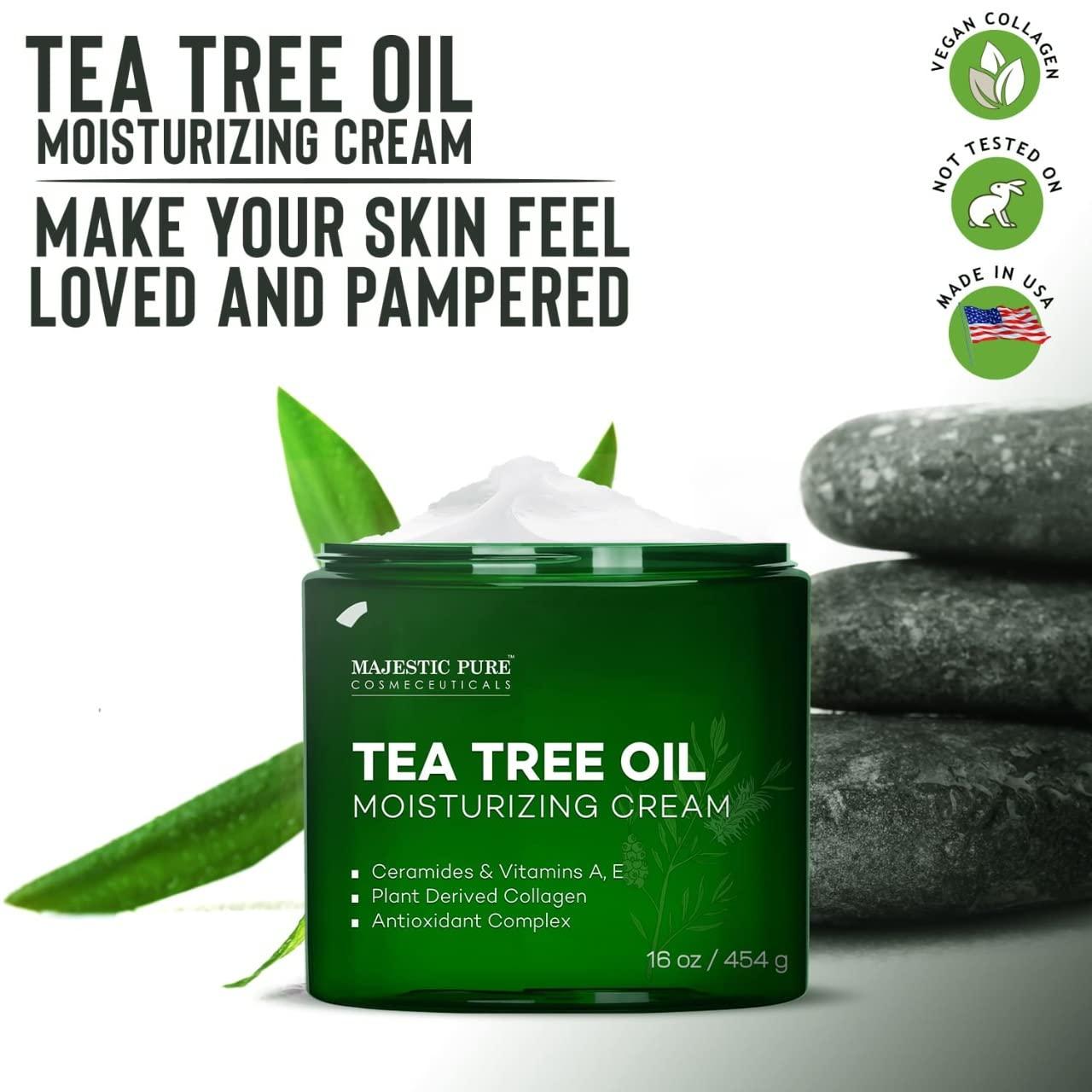 MAJESTIC PURE Tea Tree Oil Moisturizing Cream 16 oz - Ceramides ...