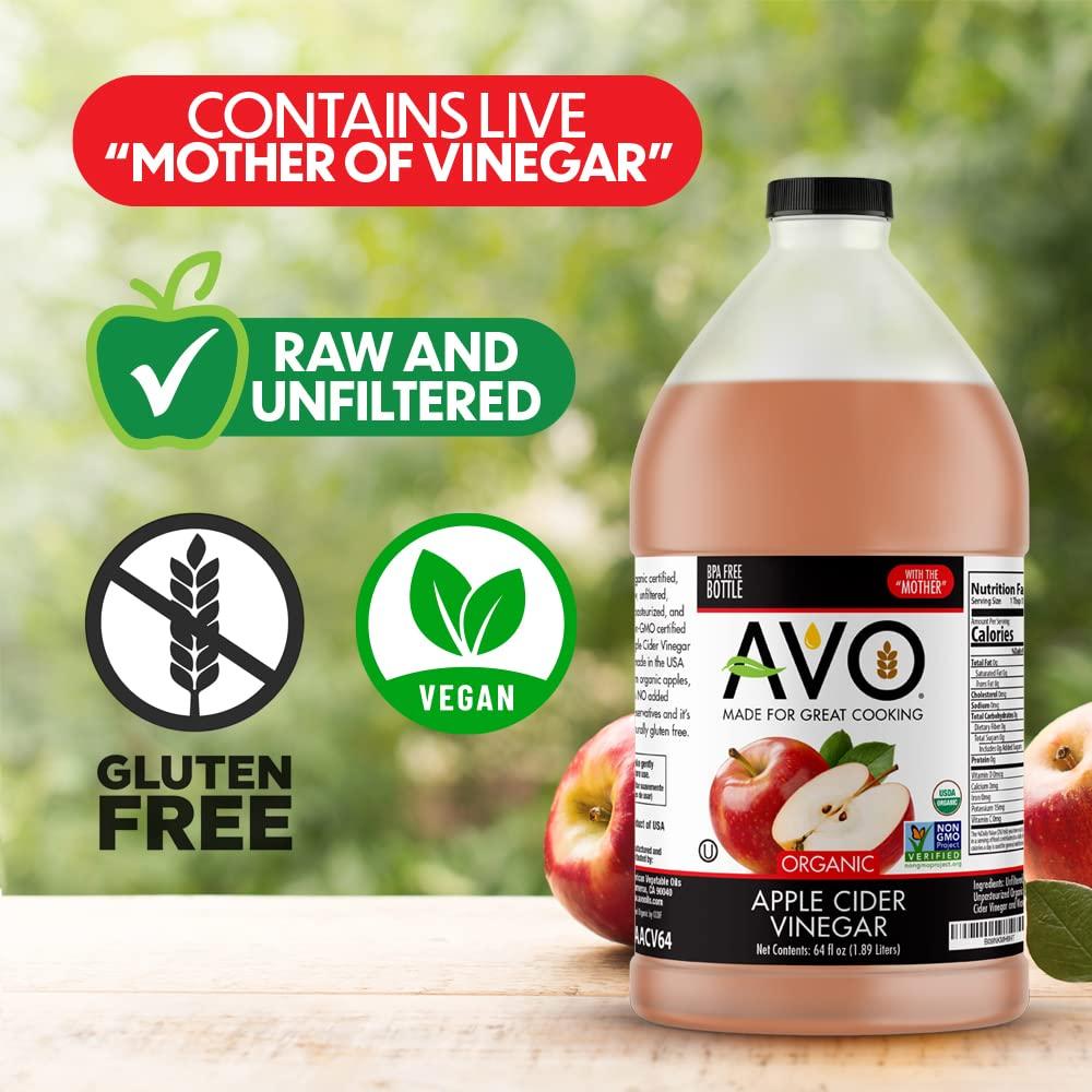 AVO Organic Non-GMO Apple Cider Vinegar with the Mother - 64 FL Oz ...