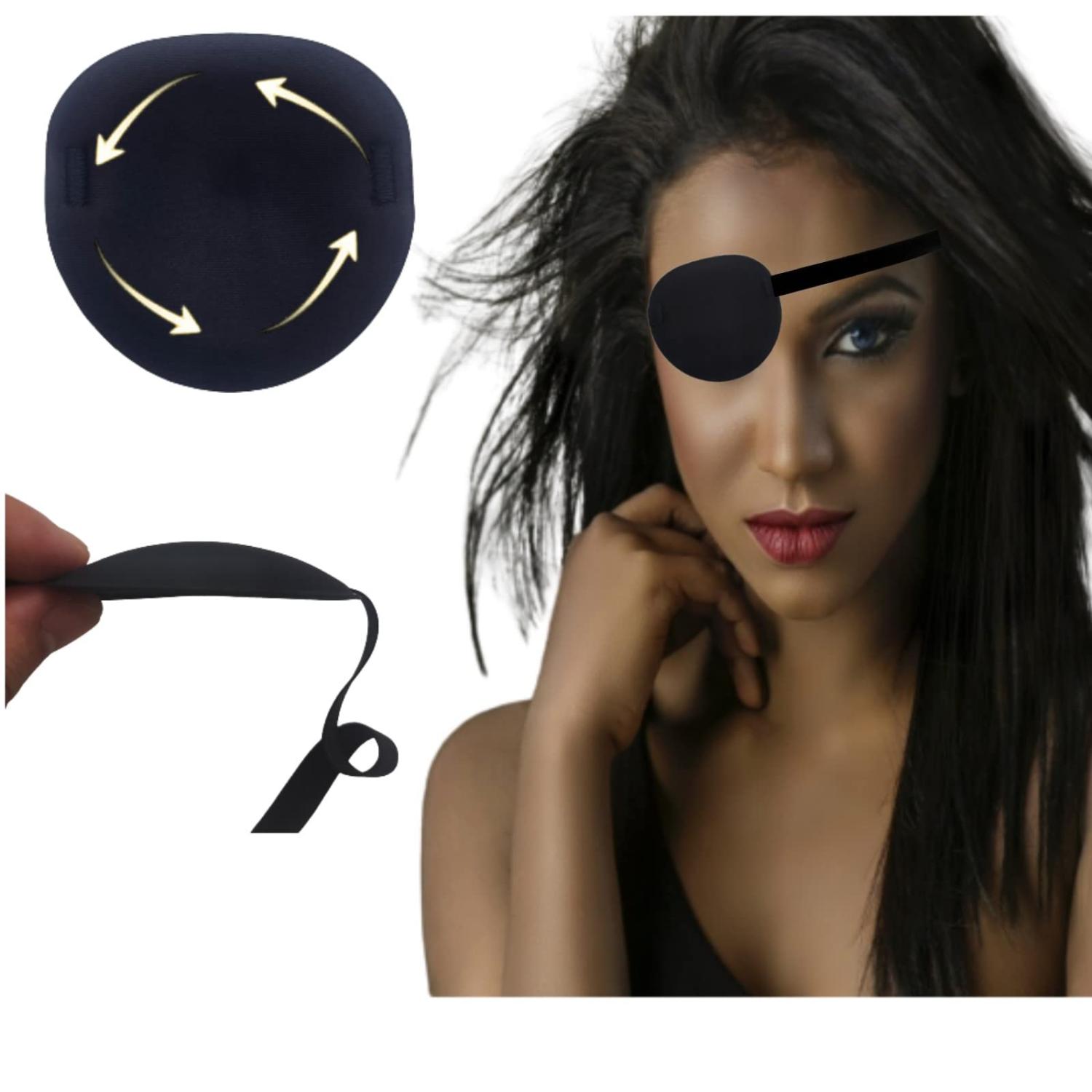 Adjustable Black Eye Patch for Amblyopia | Washable Pirate Style Eye ...