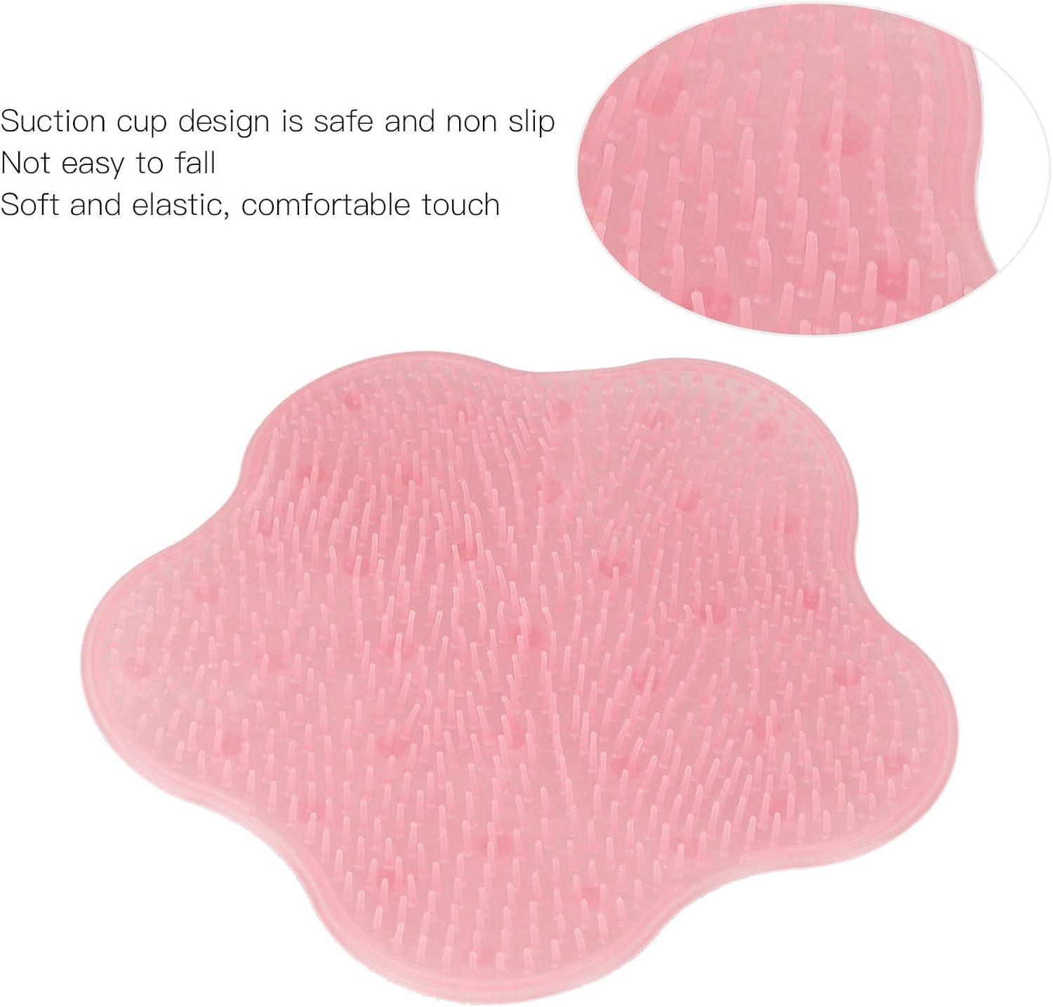 Premium Pink Shower Foot Scrubber Mat | Silicone Foot Cleaner for ...