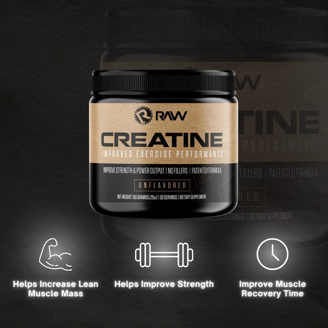 RAW NUTRITION Creatine Monohydrate Powder | Micronized Supplement for ...