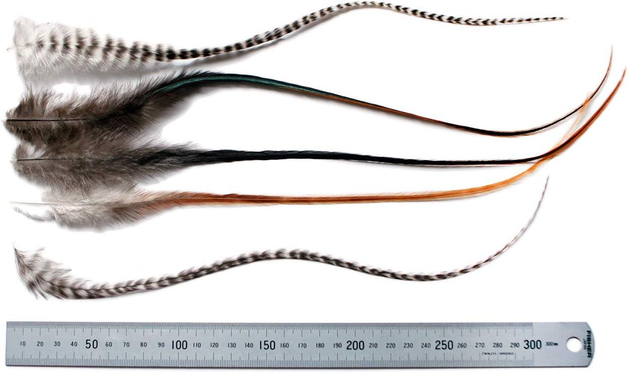5 Fluffy Super Long Rare Feather Hair Extensions - 13-15+ Inch (33-38 ...