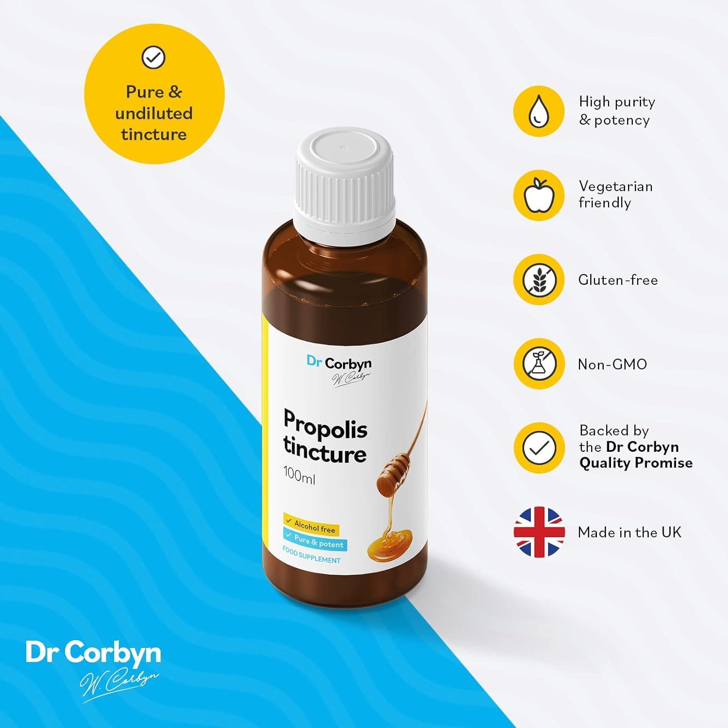 Dr Corbyn Propolis Tincture Syrup - 100ml | Soothing Sore Throat ...