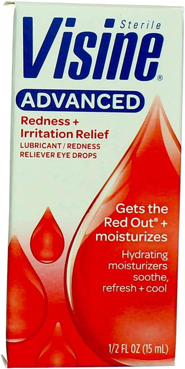 Visine Advanced Relief Redness Reliever Eye Drops 0.5 Fl Oz - Pack of 2 ...