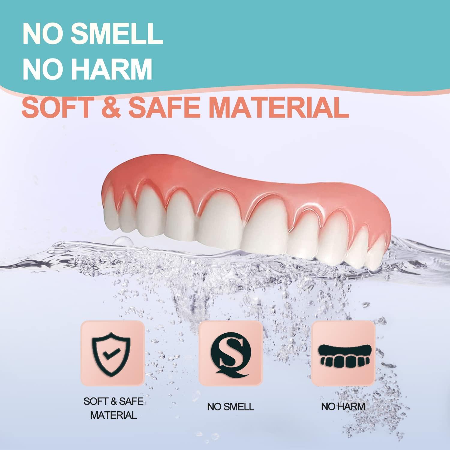 Comfortable Fake Teeth Dentures Set for Upper & Lower Jaw - White (2 ...