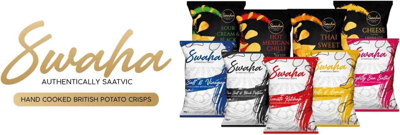 Swaha Crisps Salt & Vinegar Potato Crisp 24 Packs X 40g - Pure Saatvic ...