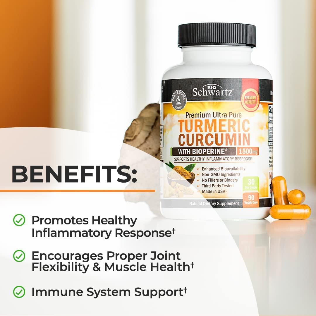 BioSchwartz Turmeric Curcumin 500mg with Bioperine - 90 Veggie Caps for ...
