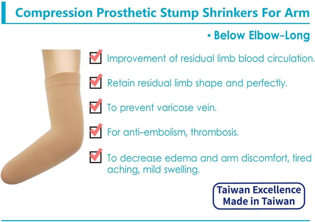 Prosthetic Stump Shrinkers for Arm - Below Elbow Compression Sleeve ...