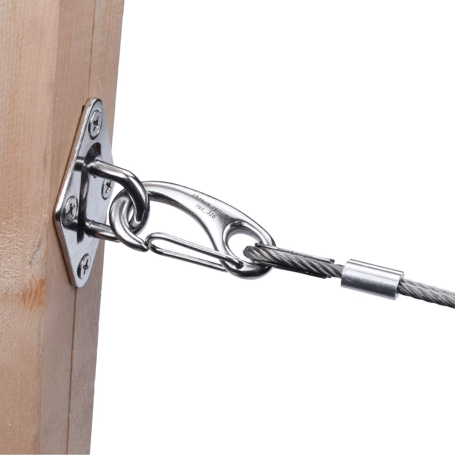 SHONAN 2 Carabiner Clips 4 Pack - Stainless Steel 316 Marine Clips for ...