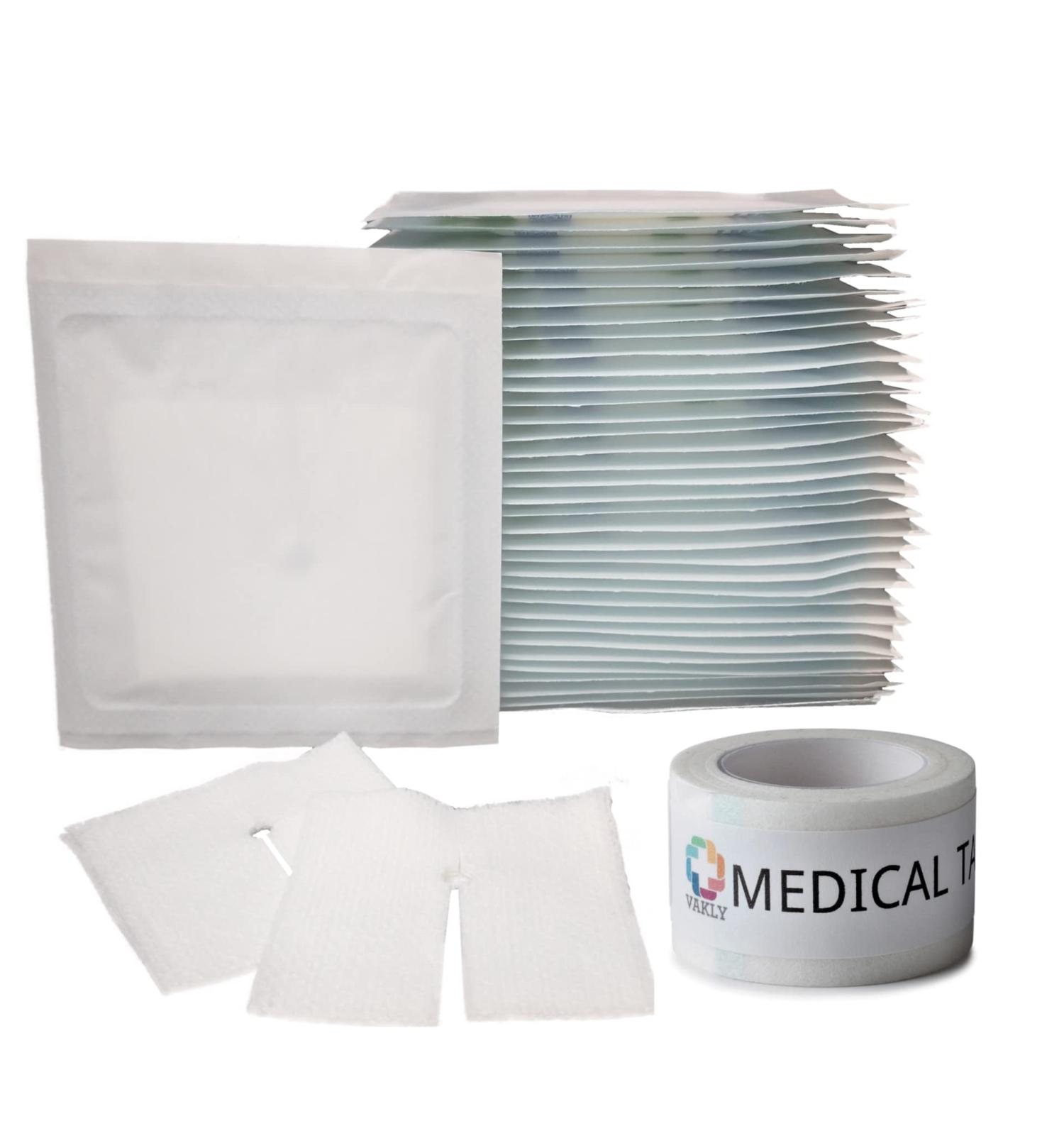 Split Drain Sponge 2x2 6 Ply [Pack of 70] Precut 2"X2" Sterile Slit ...