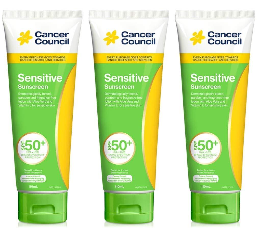 Cancer Council Sensitive Sunscreen Lotion SPF50+ with Aloe Vera and ...