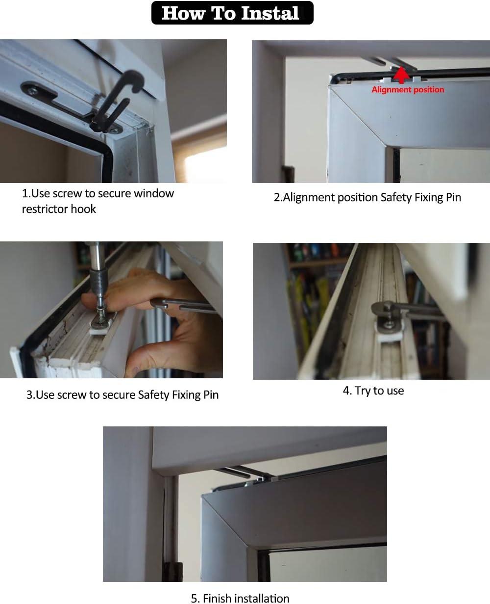 2 Pairs Window Restrictors Locks Aongray Window Restrictor Hook Window ...