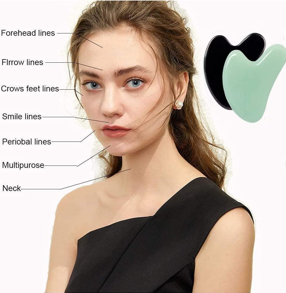Ditind Gua Sha Facial Tools - 2 Pack Jade Stones for Face | Gua Sha ...