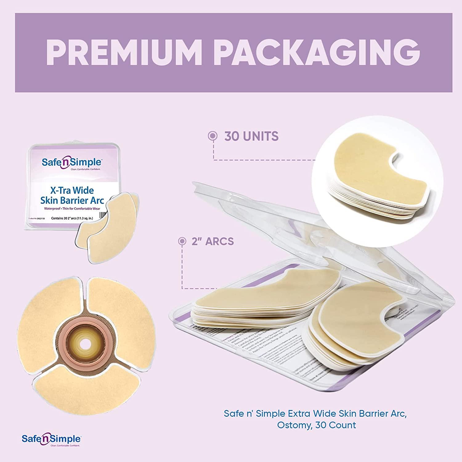 Safe n' Simple Extra Wide Skin Barrier Arc - 30 Count | Ostomy Barrier Strips for Colostomy ...