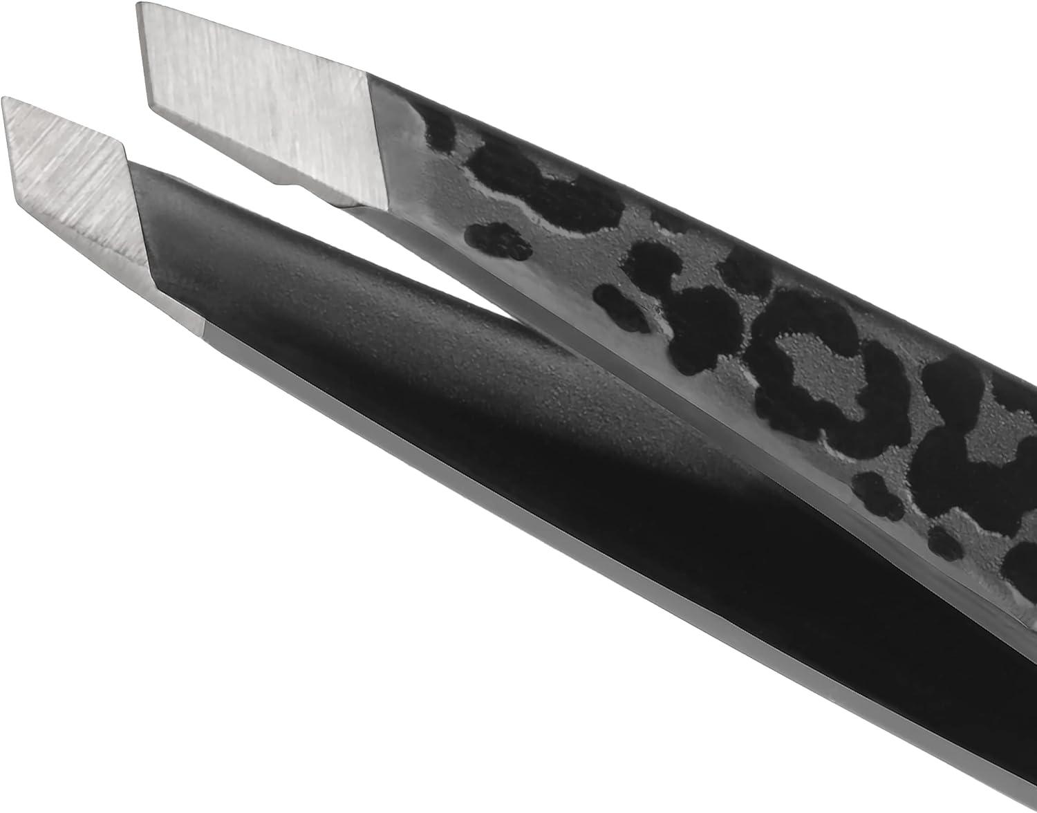 Tweezerman Black Leopard Mini Slant Tweezer - Precision Stainless Steel ...