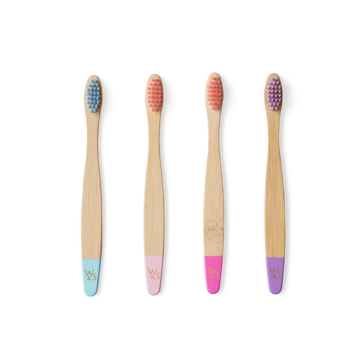 Wild & Stone Organic Children's Bamboo Toothbrush 4 Pack | Candy Colour ...
