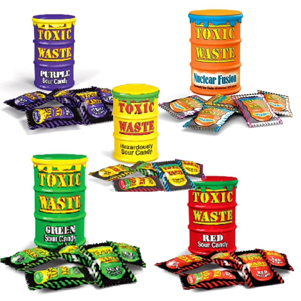 VSTAR - 5 Different Flavours Tubs Toxic Waste Candy Sweets (Red Yellow ...