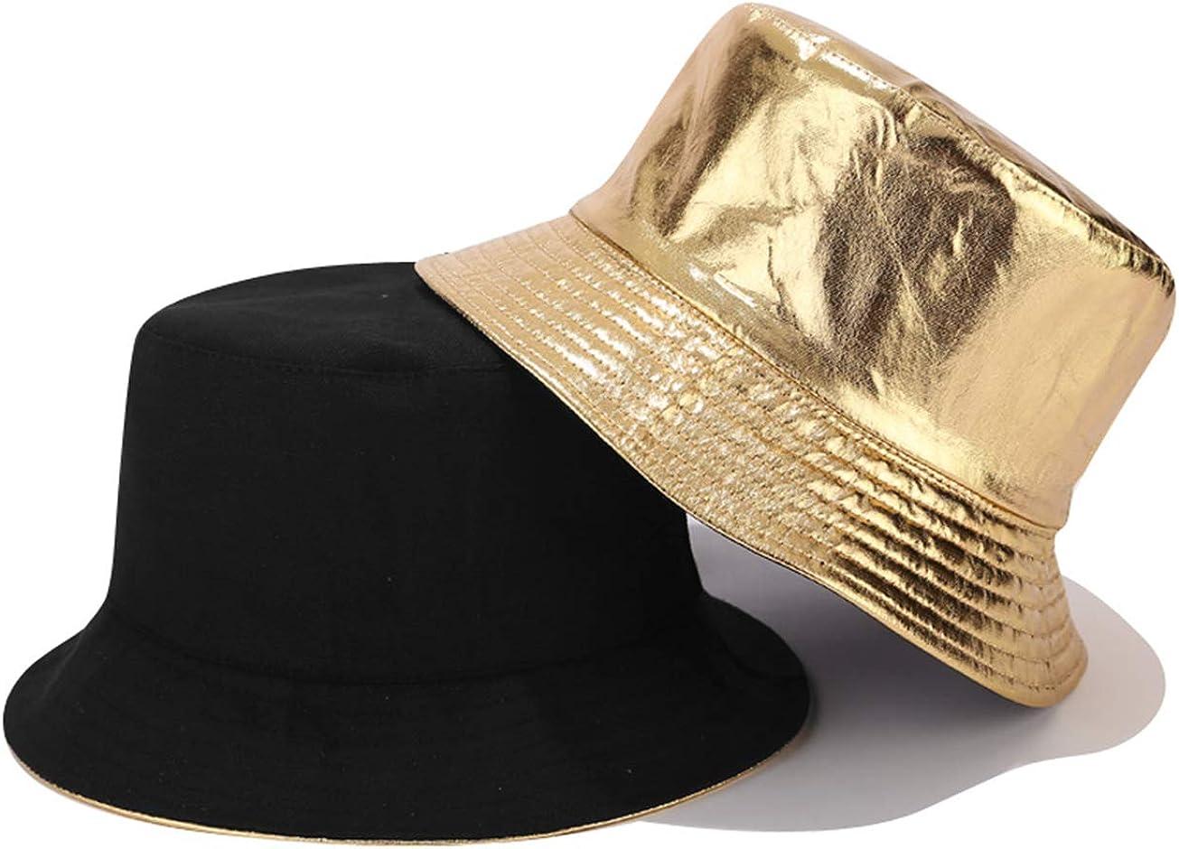 Joylife Metallic Gold Bucket Hat - Trendy Reversible Fisherman Cap ...