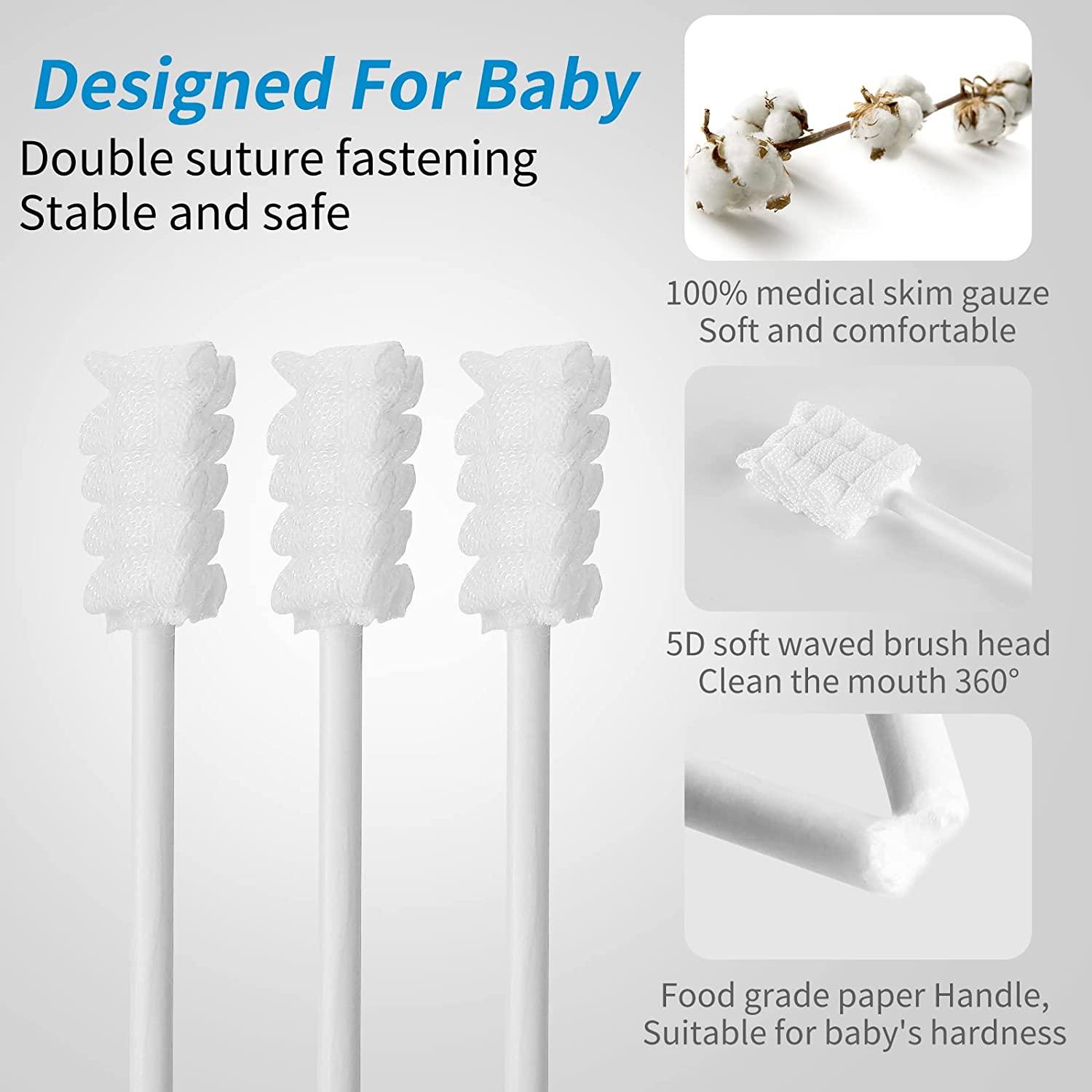 60-Pack Baby Tongue Cleaner & Toothbrush - Disposable Mouth Cleaner for ...