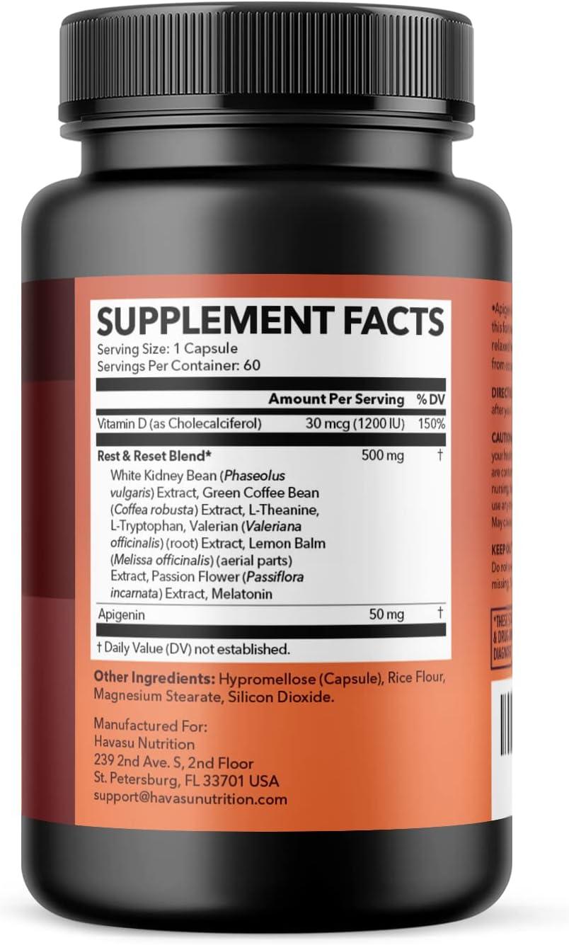 HAVASU NUTRITION Night Time Fat Burner Pills with Apigenin - 60 Count ...