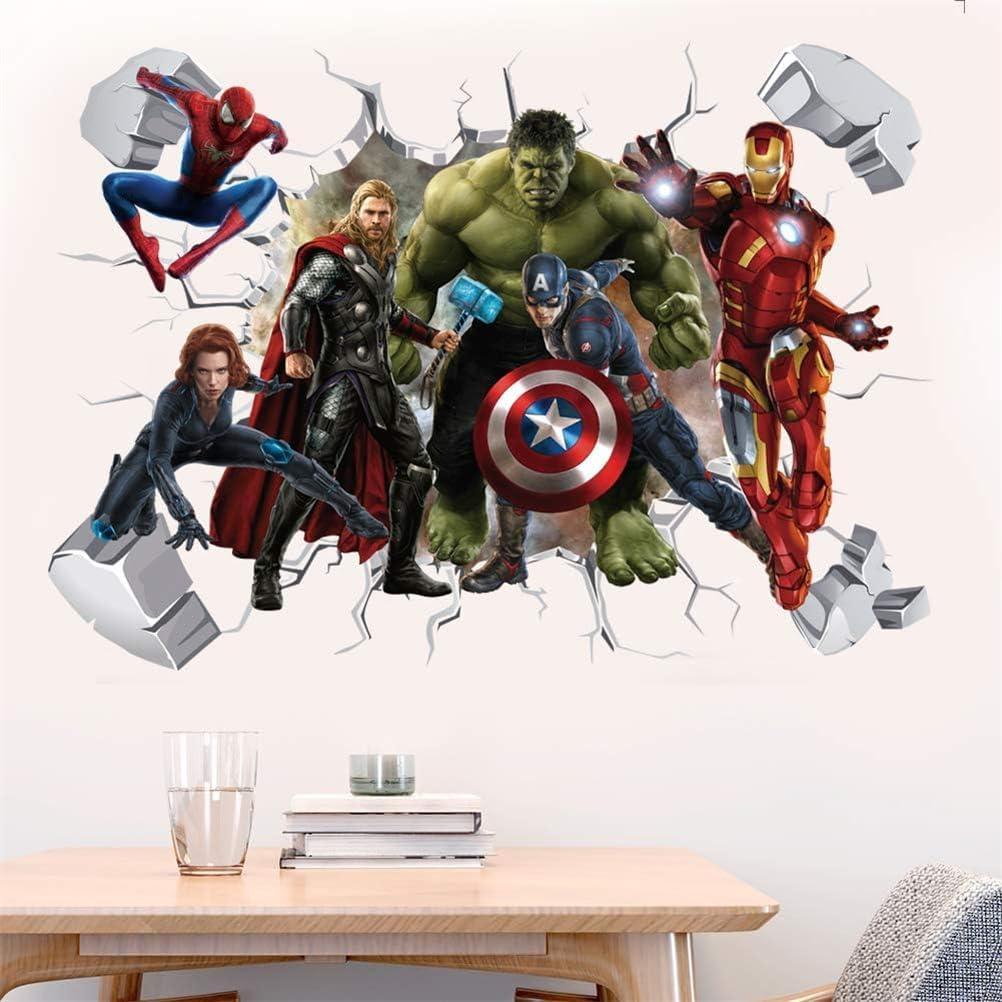 Avengers 3D Wall Stickers - Hulk, Spiderman, Superman Shield Decals for ...