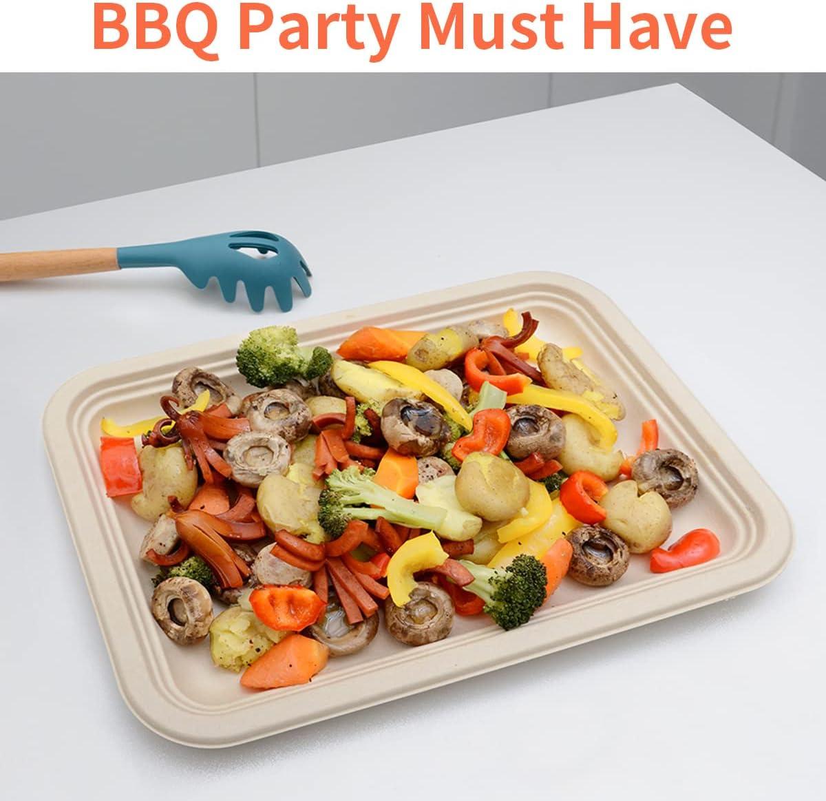 Bloomoon 50 Pack 14 Inch Heavy-Duty Disposable Food Trays - Compostable ...