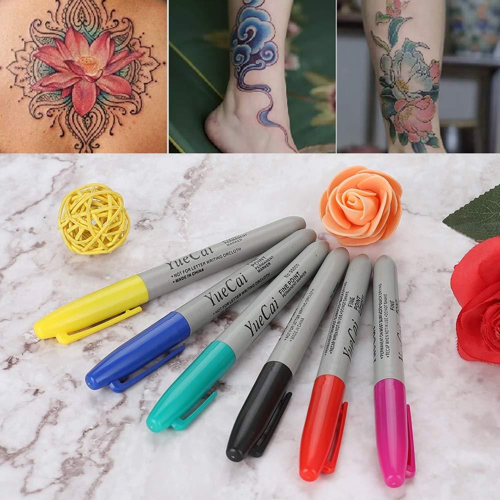 6Pcs Tattoo Marker Pen for Temporary Piercing Skin Marking Body Makeup ...